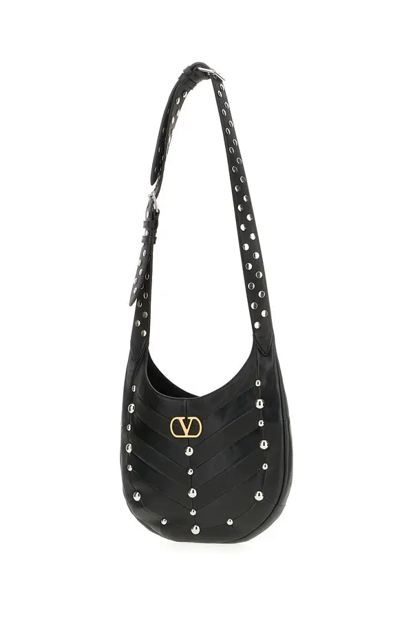 Valentino Garavani Black Leather Studded Shoulder Bag