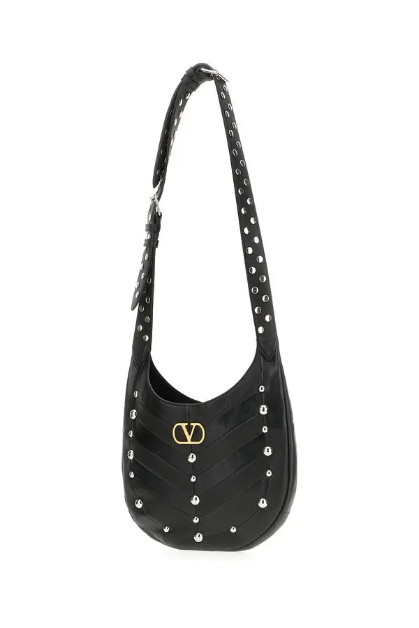 Valentino Garavani Black Leather Studded Shoulder Bag