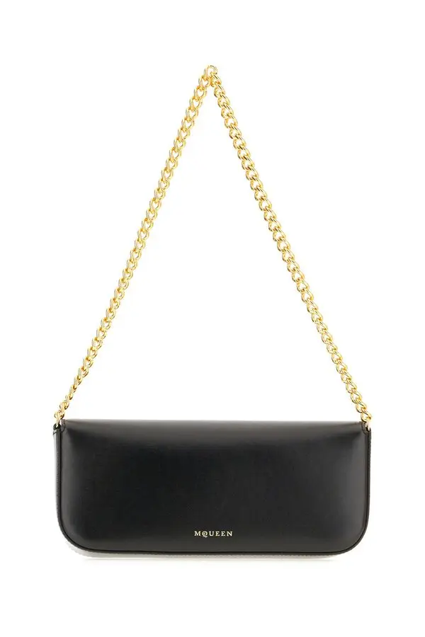 Alexander McQueen Black Leather Chain Strap Bag