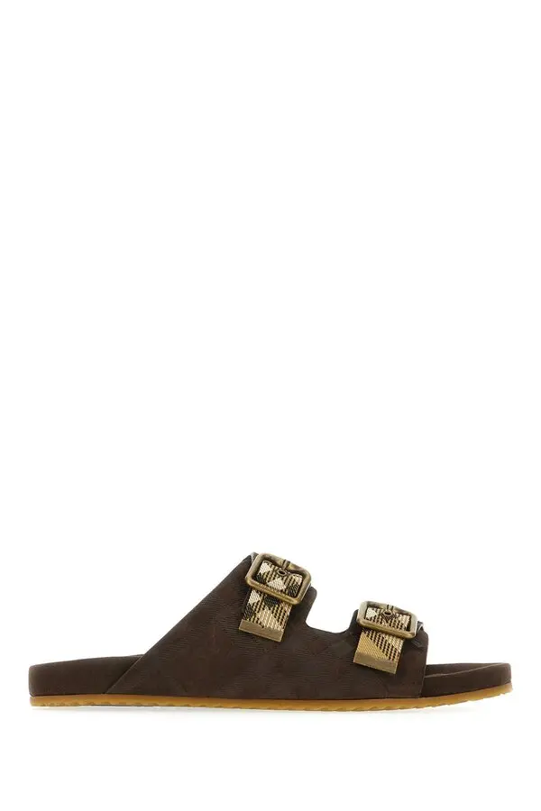 Burberry Checked Slides With Buckle Detailing - Multicolor