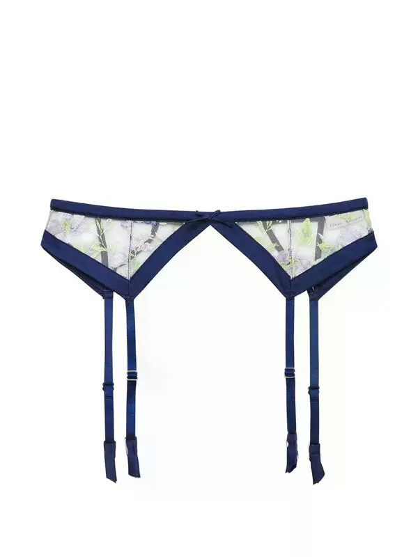 FLEUR DU MAL Embroidered Garter Belt - Blue
