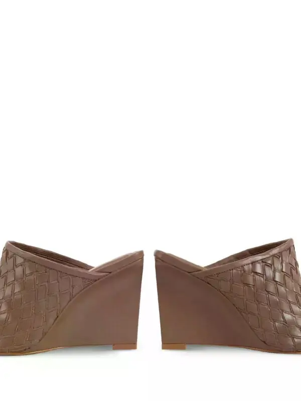 ANDREA CARRANO Woven Leather Wedge Mules