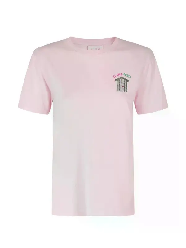 MC2 SAINT BARTH Rhinestone Embellished Crew Neck T-shirt - Pink