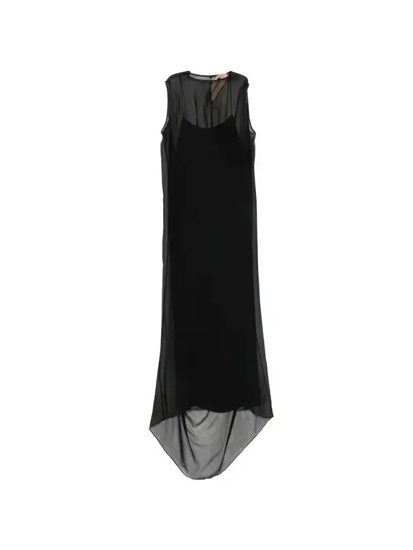 N°21 Asymmetric Layered Midi Dress - Black