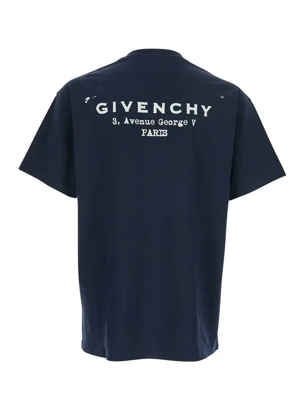Givenchy Blue T-shirt With Logo On The Front In Cotton - Multicolor