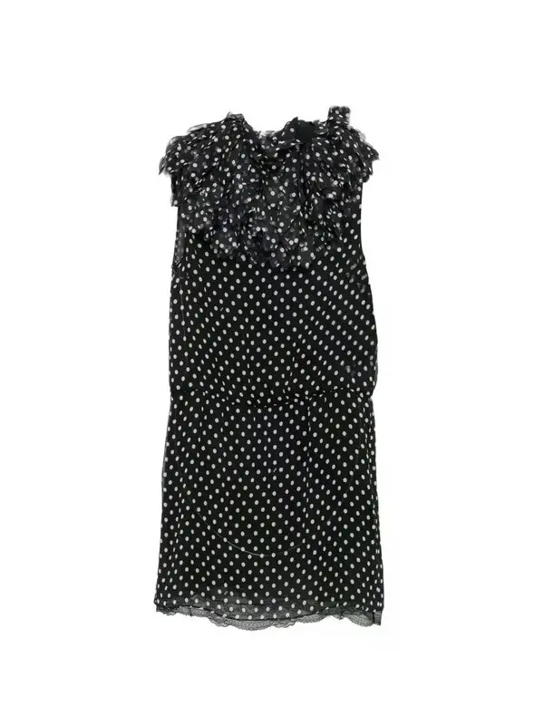 N°21 Polka Dot Ruffled Midi Dress - Black