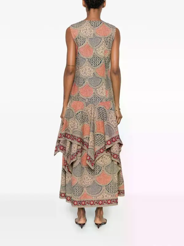 PHILIPPA 1970 Geometric Print Midi Dress