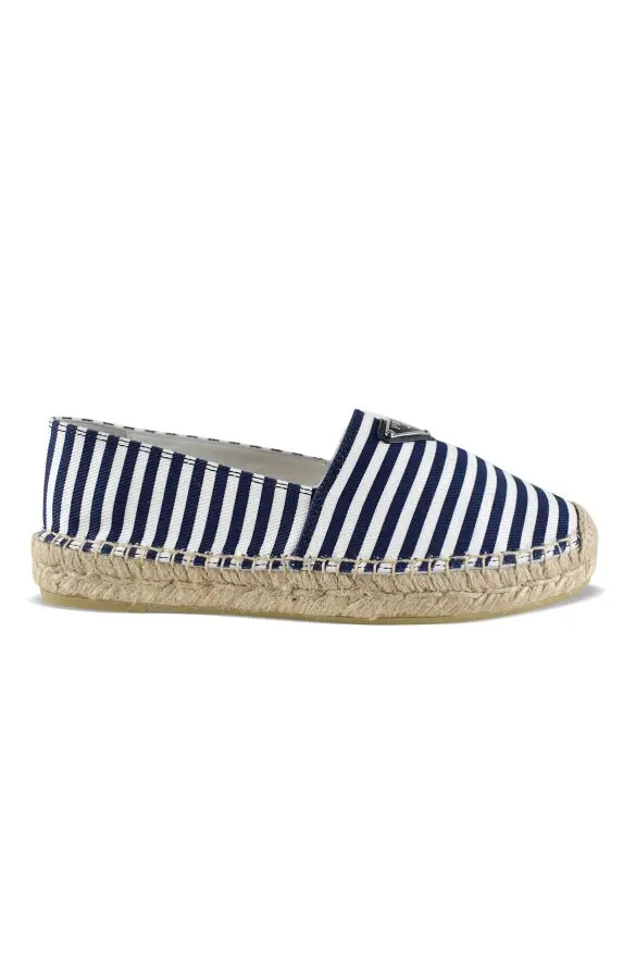 Prada Striped Canvas Espadrilles - White