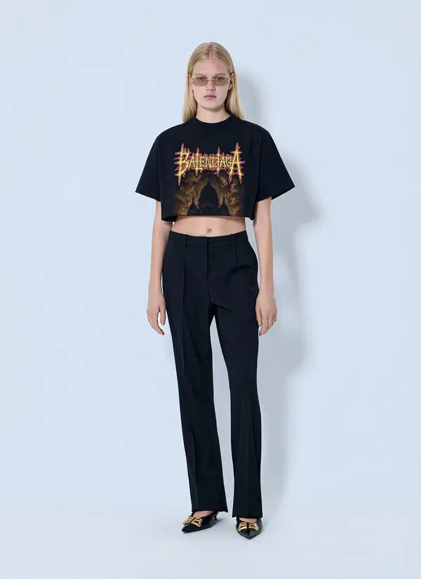 Balenciaga Cropped Graphic Print T-shirt