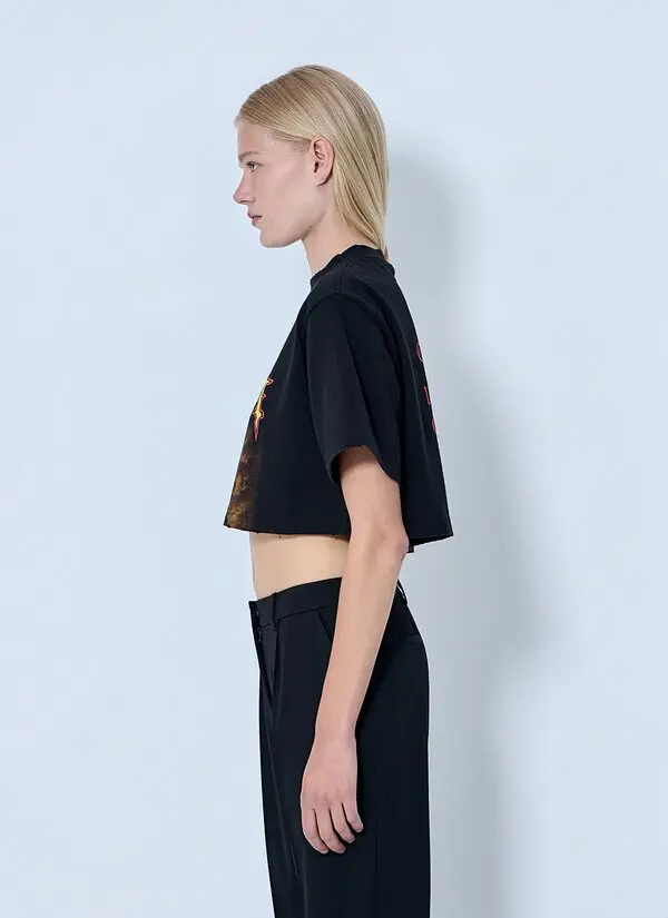 Balenciaga Cropped Graphic Print T-shirt