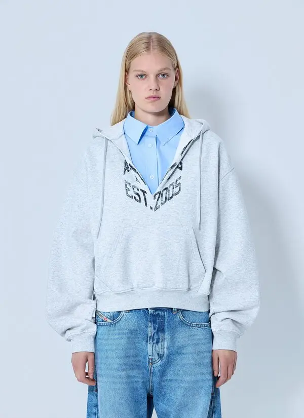 Alexander Wang Layered Hoodie With Front Print - Gray