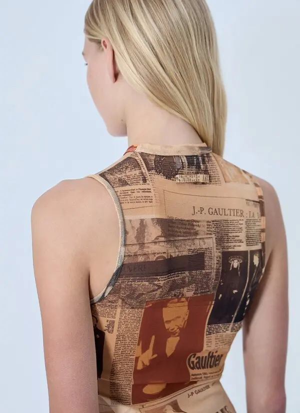 JEAN PAUL GAULTIER Mesh Printed Journal Tank Top