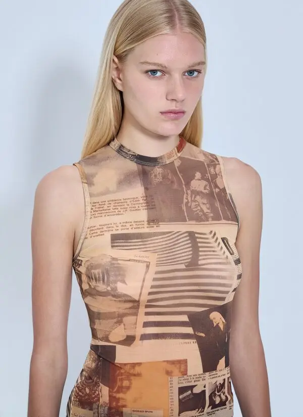 JEAN PAUL GAULTIER Mesh Printed Journal Tank Top