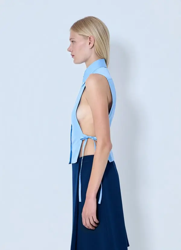 Miu Miu Sleeveless Poplin Shirt With Side Ties