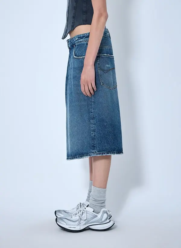 Balenciaga Wide-leg Pleated Denim Shorts - Blue