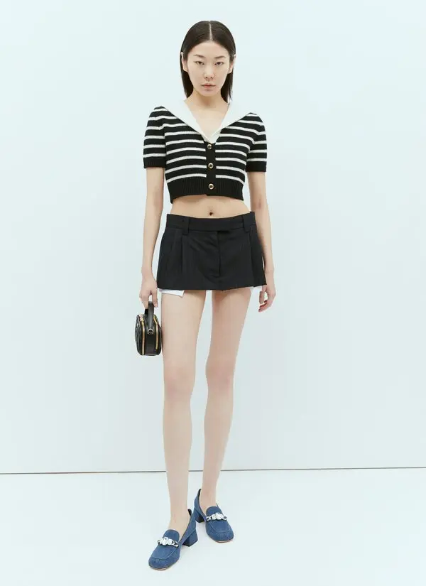 Miu Miu Pleated Pinstripe Mini Skirt