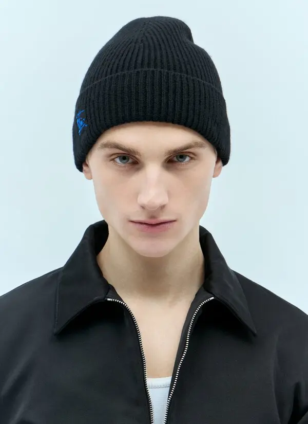 Burberry Ribbed Cashmere Beanie With Ekd Embroidery