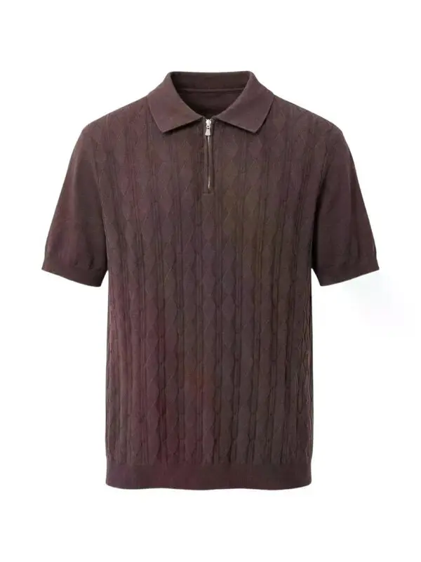 MASQ Cable-knit Zip-fastening Polo Shirt