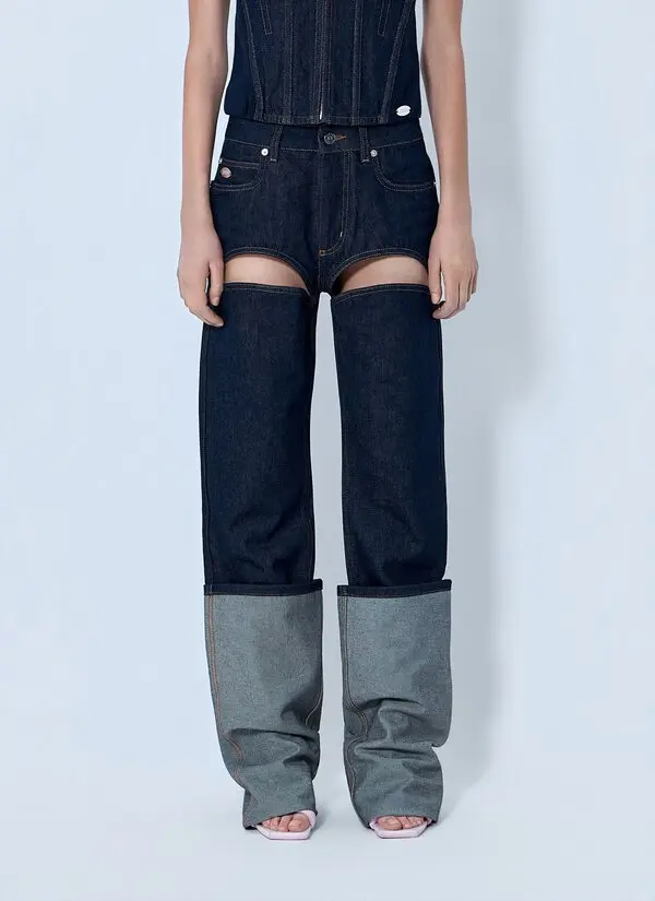 JEAN PAUL GAULTIER Cut-out Wide Leg Jeans - Blue