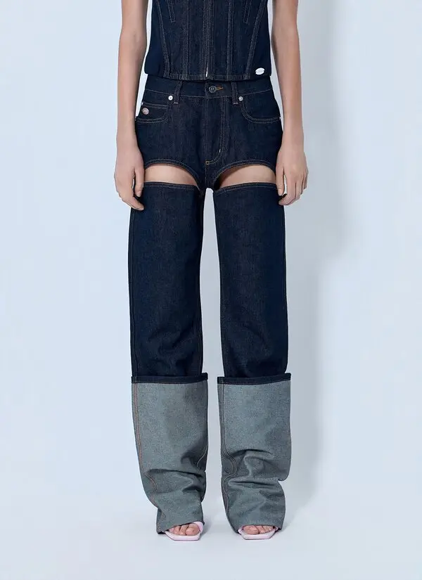 JEAN PAUL GAULTIER Cut Out Wide Leg Jeans - Blue