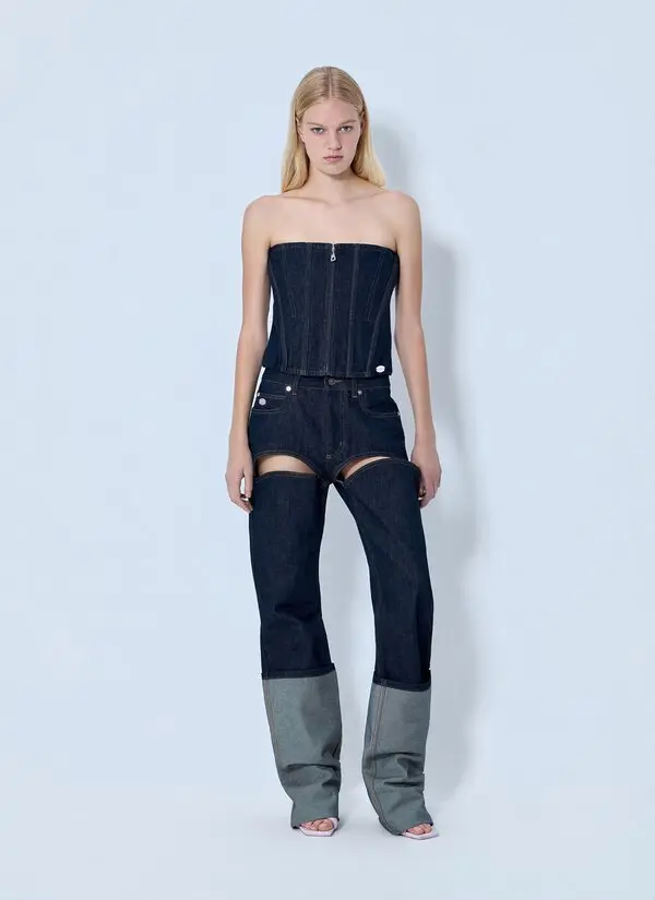 JEAN PAUL GAULTIER Cut-out Wide Leg Jeans - Blue