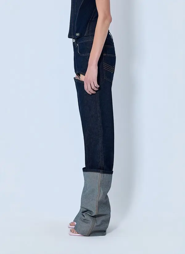 JEAN PAUL GAULTIER Cut-out Wide Leg Jeans - Blue