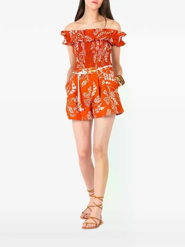 Poupette St Barth Alitza Smocked Ruffled Top