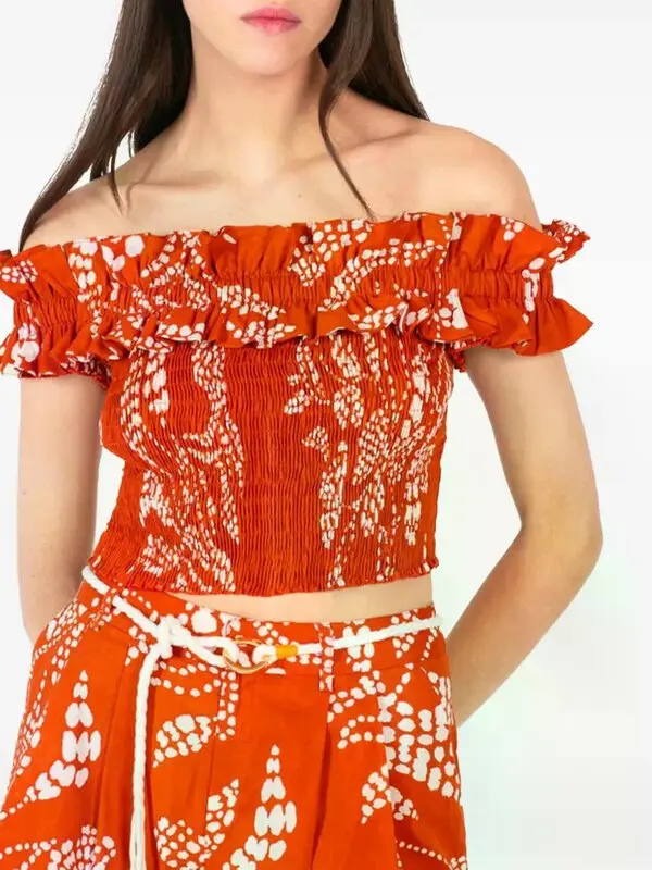 Poupette St Barth Alitza Smocked Ruffled Top