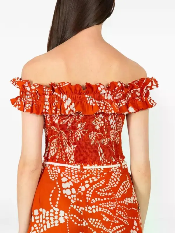 Poupette St Barth Alitza Smocked Ruffled Top