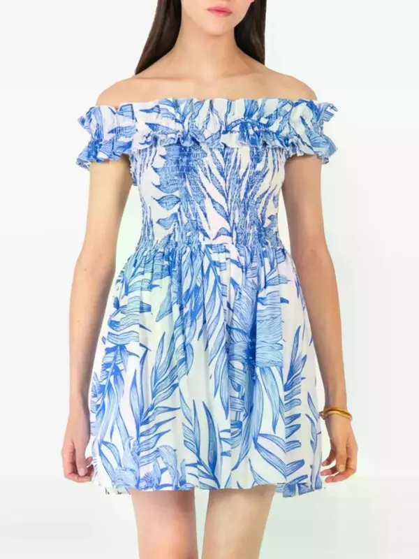 Poupette St Barth Off-shoulder Floral Mini Dress