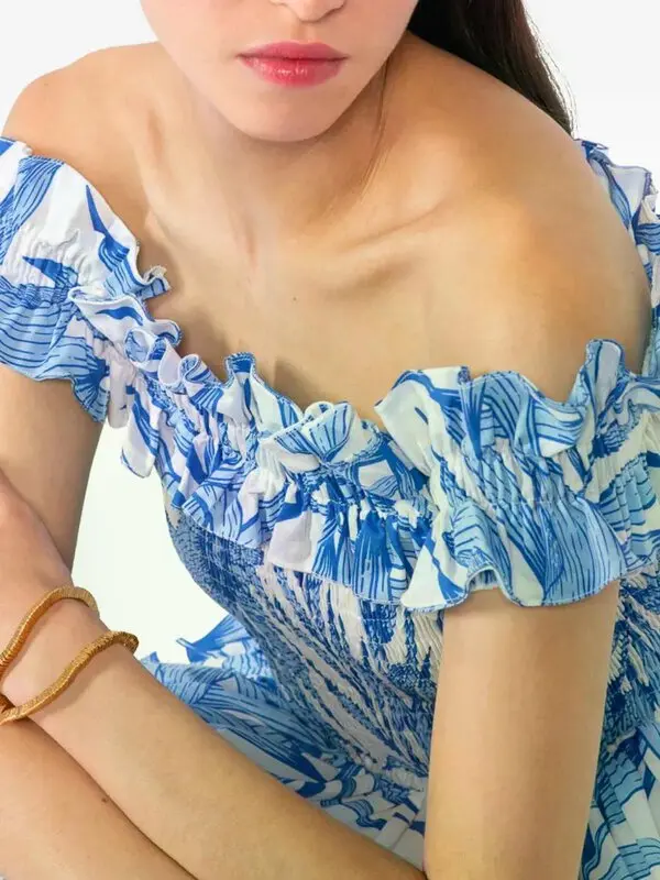 Poupette St Barth Off-shoulder Floral Mini Dress
