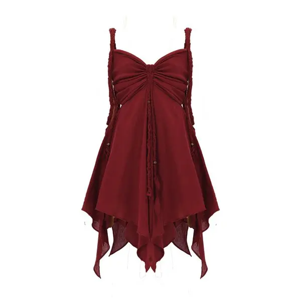 ZHENABIA Ninsun Boho Mini Dress With Hand-braided Embellishments
