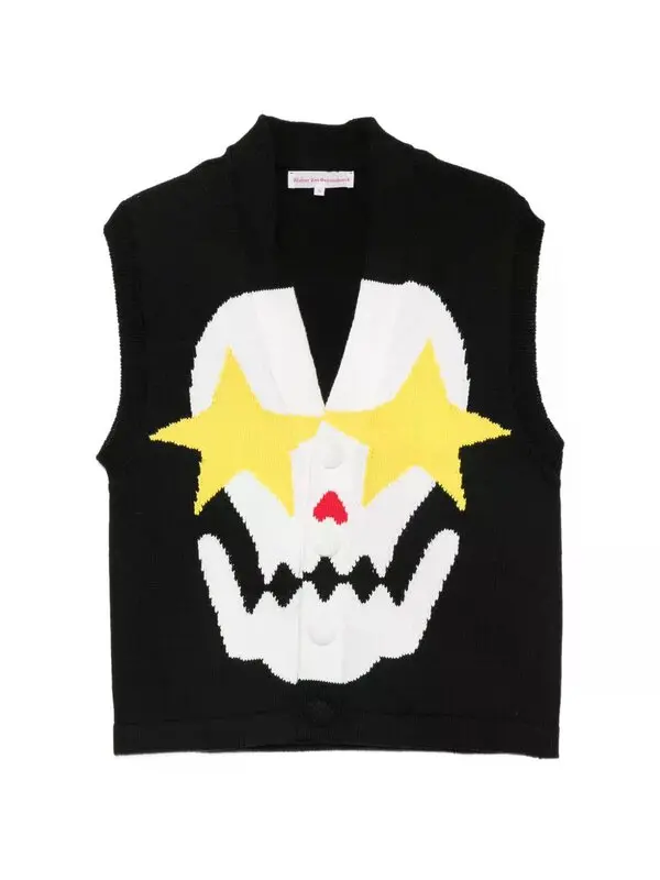 WALTER VAN BEIRENDONCK Starry Eyes Intarsia-knit Vest - Black