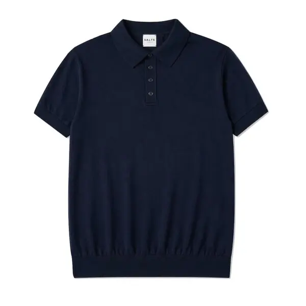 SALTS CASHMERE Short Sleeved Polo Shirt Navy