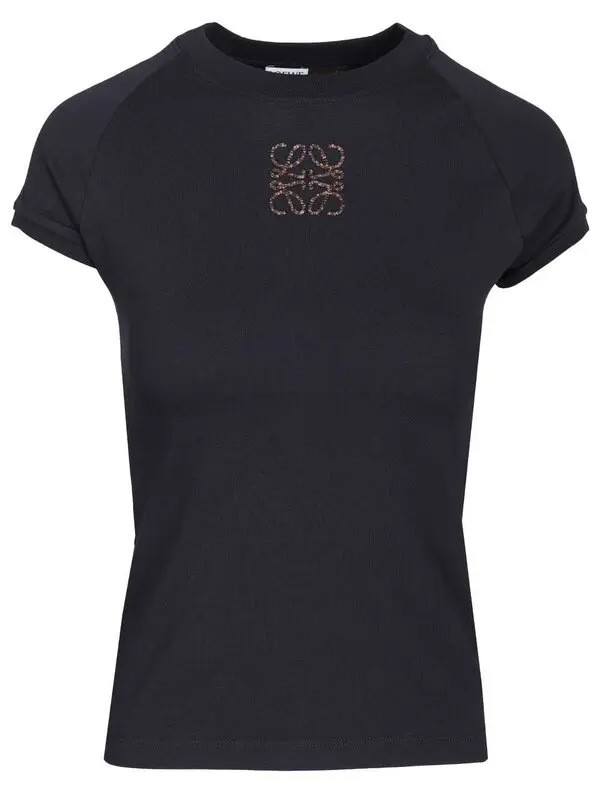 Loewe Slim-fit Cotton T-shirt With Embroidered Anagram - Blue