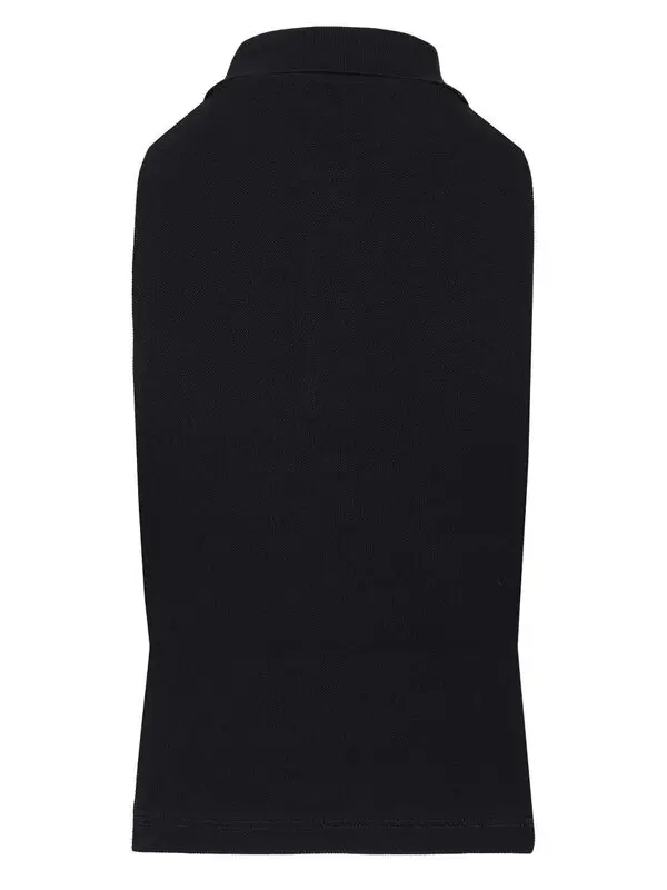 Miu Miu Sleeveless Embroidered Logo Piquet Polo Shirt