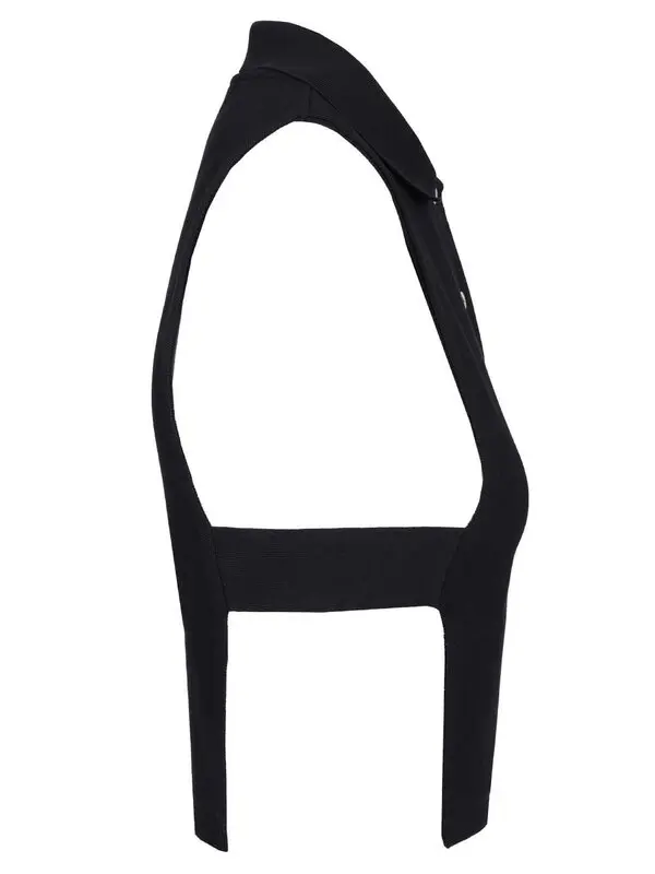 Miu Miu Sleeveless Embroidered Logo Piquet Polo Shirt