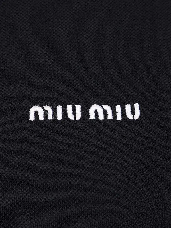 Miu Miu Sleeveless Embroidered Logo Piquet Polo Shirt