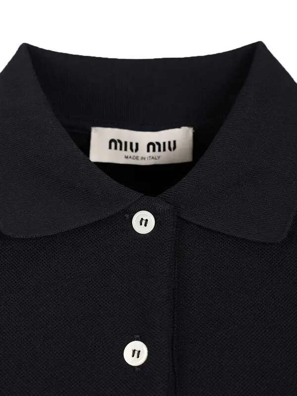 Miu Miu Sleeveless Embroidered Logo Piquet Polo Shirt