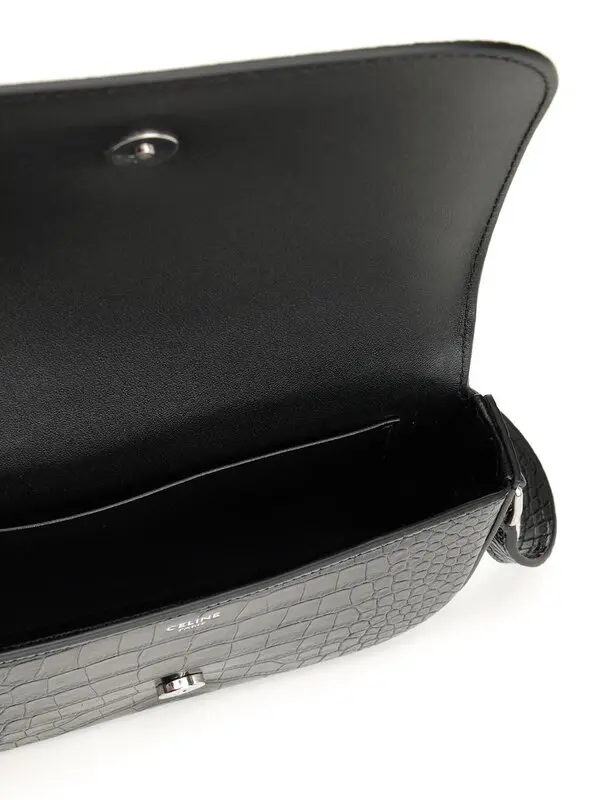Celine Crocodile-effect Leather Shoulder Bag
