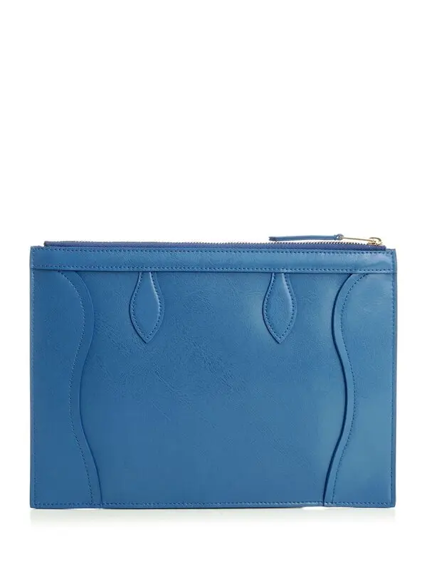 Celine Calfskin Clutch With Gold Hardware