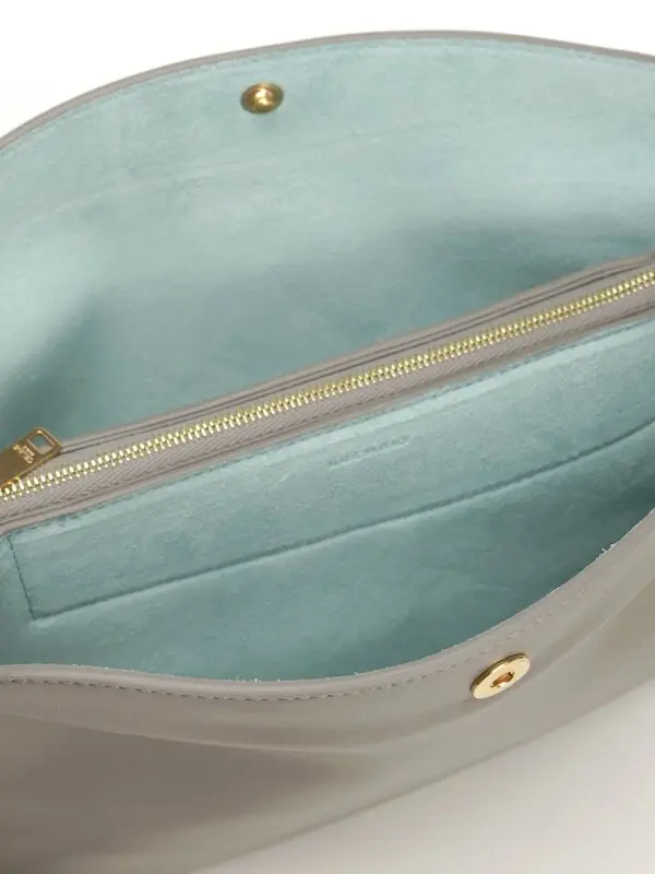 Celine Trio Leather Bag With Triomphe Snap Closure - Gray