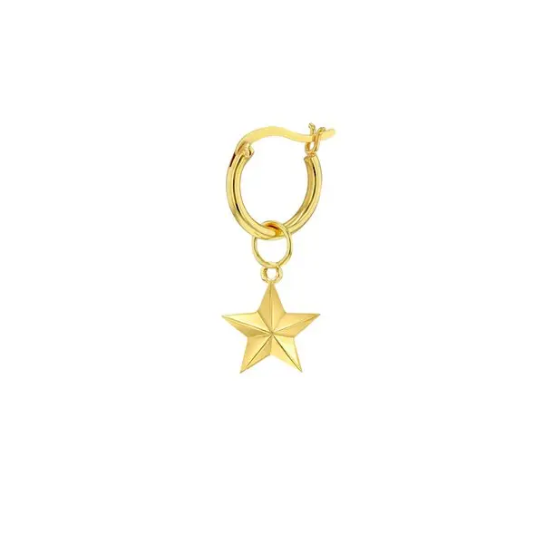 TRUE ROCKS 18kt Vermeil Plated Mini Star Charm Hoop Earring - Gold