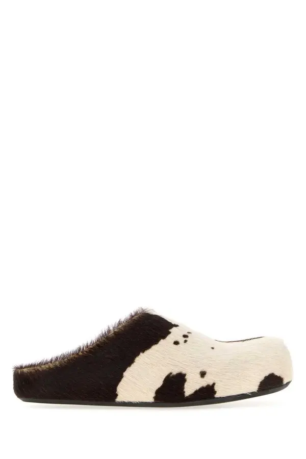 Marni Printed Calf Hair Fussbett Slippers - Multicolor