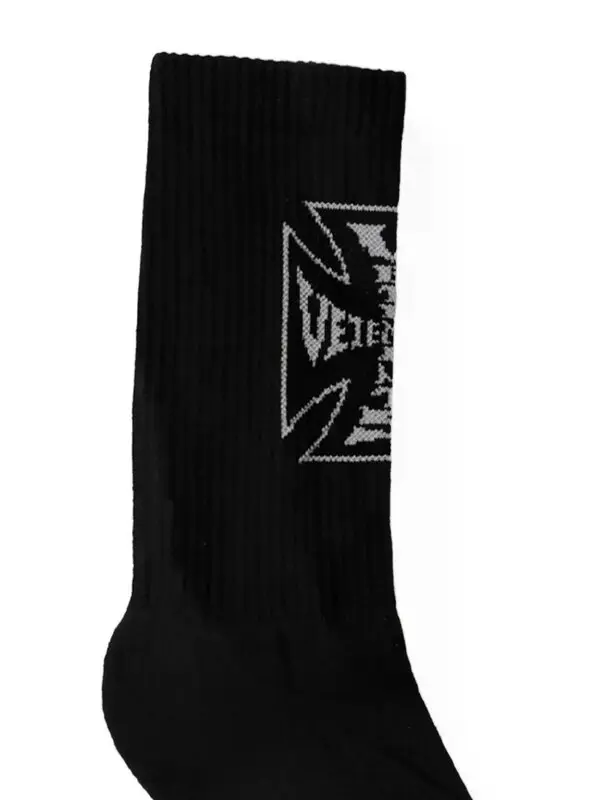 Vetements Logo Intarsia Ribbed Ankle Socks