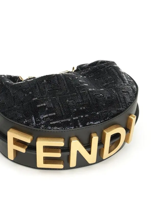 Fendi Mini "fendigraphy" Sequined Hobo Bag - Blue