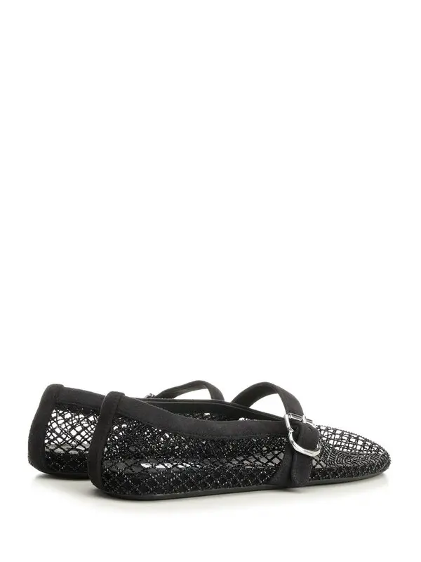 Alaïa Mesh Ballerina Flats With Buckle Fastening - Black