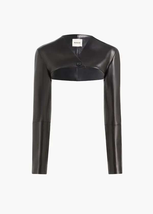 Khaite Onno Cropped Leather Bolero Jacket - Black