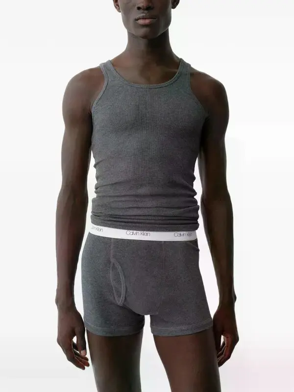 Calvin Klein Ribbed Logo-waistband Boxers - Grey