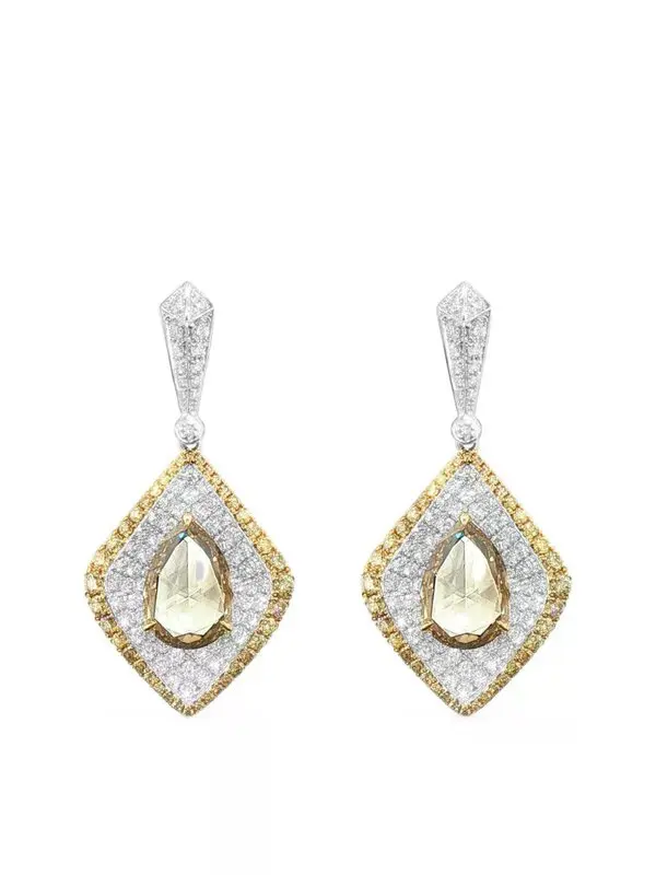 HYT JEWELRY 18k Yellow Gold Pear-cut Yellow Diamond Drop Earrings - Silver